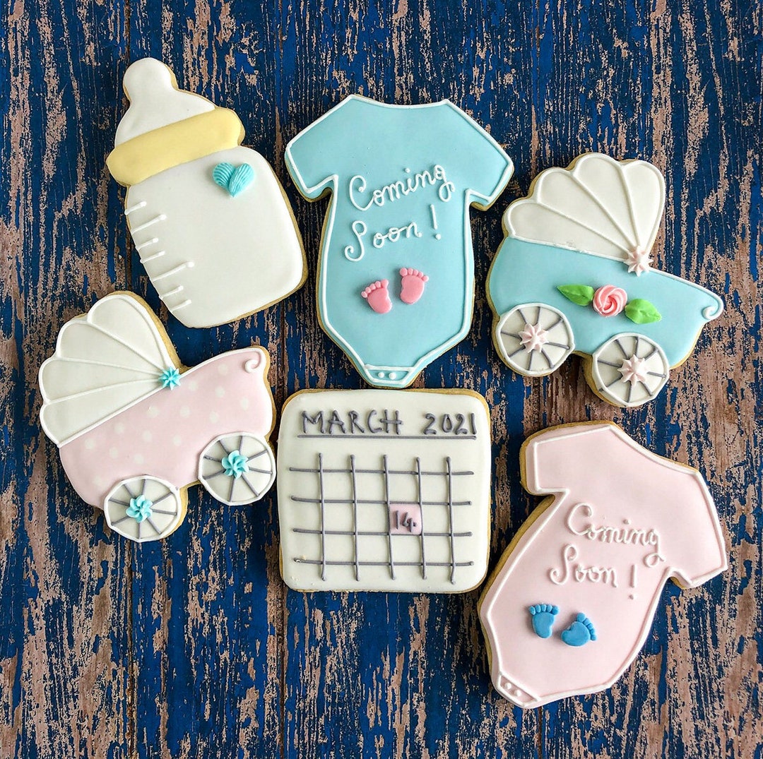 Baby Shower Cookies, Coming Soon Baby Shower Cookies, Cute Gender ...
