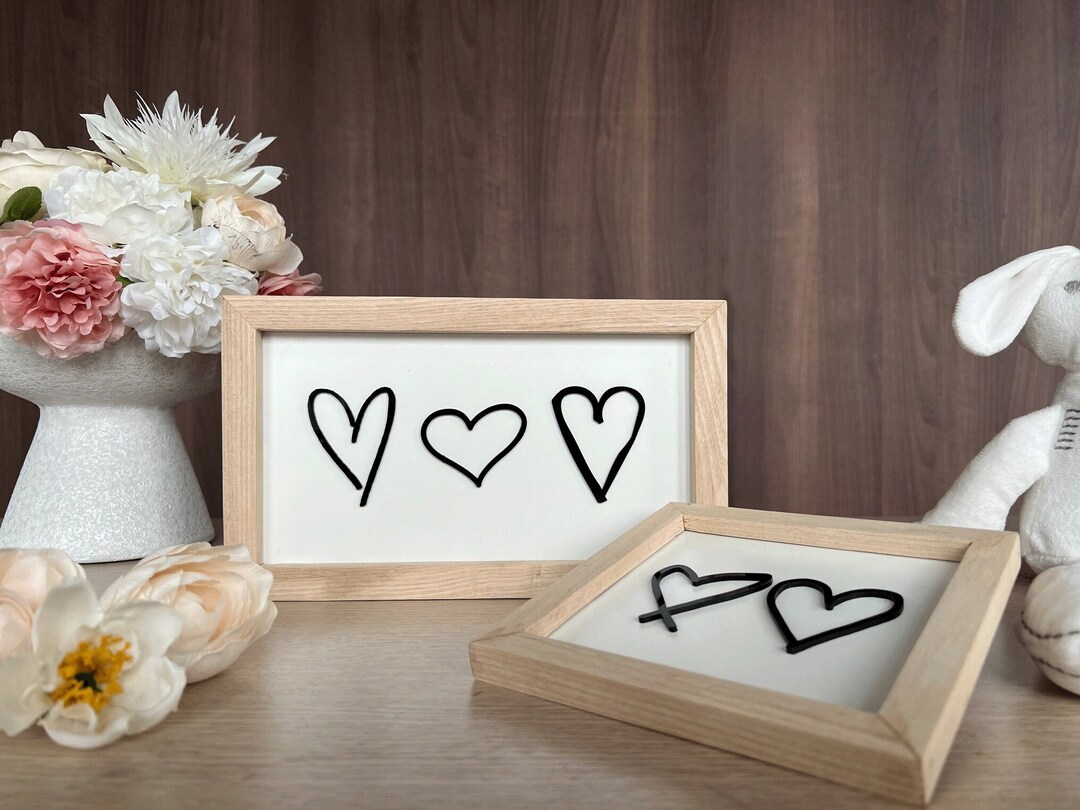 3D Handwritten Heart Sign, Custom Sign Form Hand Drawing, Kids Drawing ...