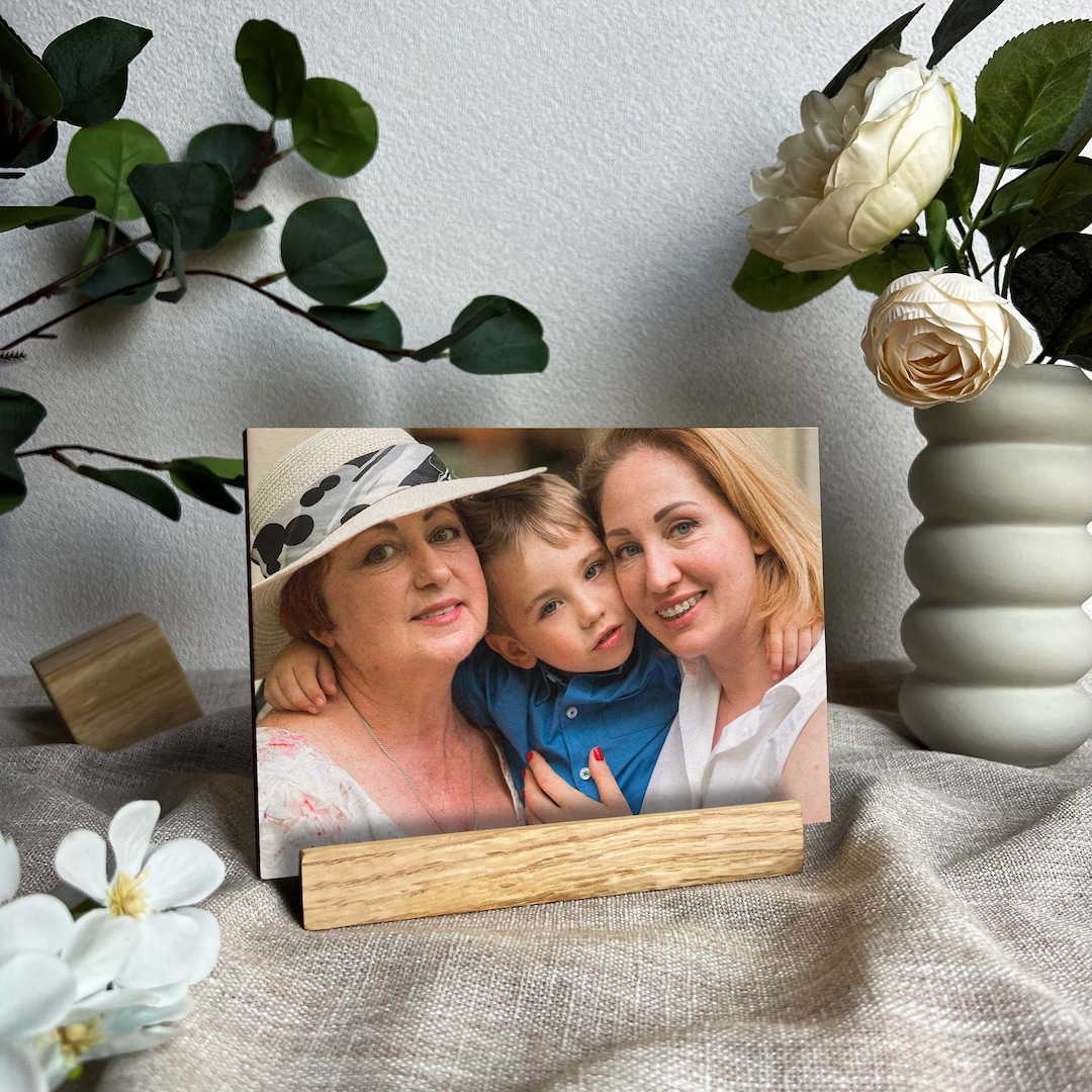 Custom Wood Photo With Stand, Family Portrait Photo Frame, Engagement ...