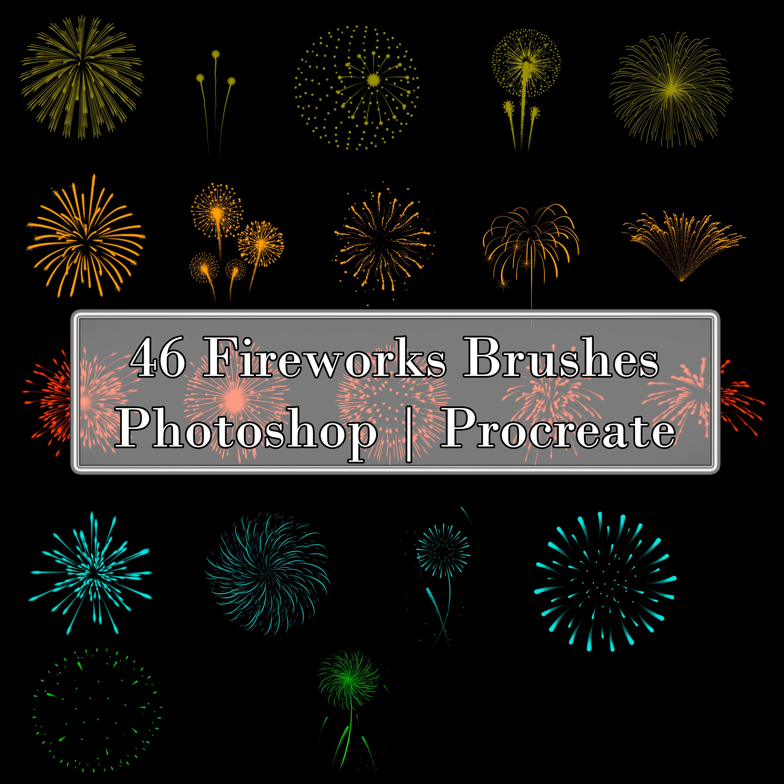 46 Photoshop Procreate Fireworks Brushes for Illustrations Graphic ...