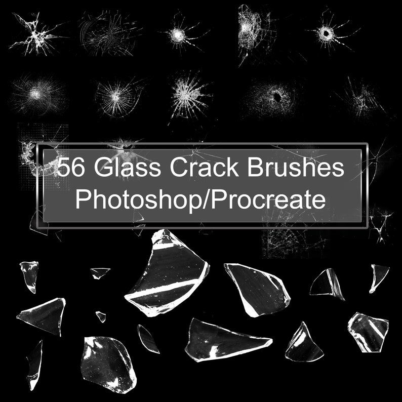 56 Glass Crack Brush Photoshop And Procreate Shredded Glass Brush Digital Art Photo