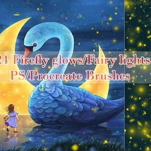 124 Firefly Glows Brushes Fairy Lights Brushes Dreamy Lights Photoshop Procreate for Digital Art ...