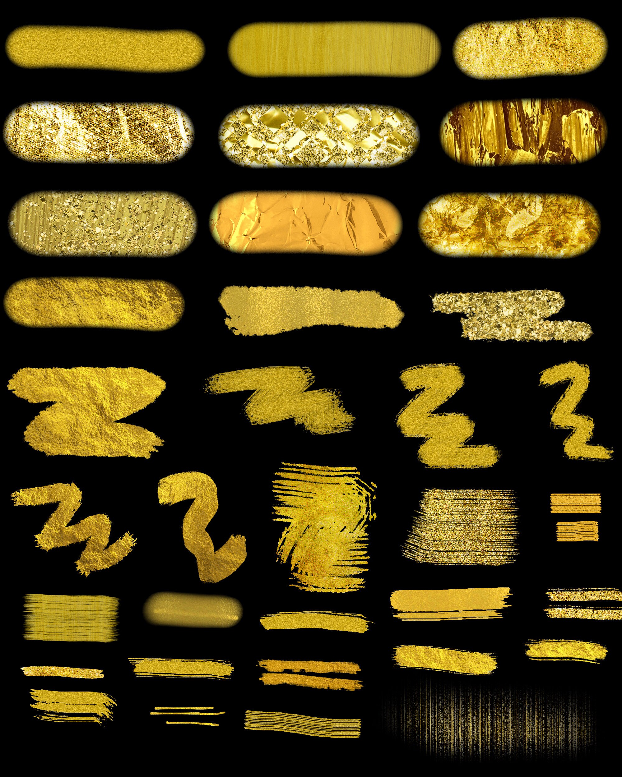 52 Gold Foil Gold Glitter Texture Photoshop Brush Pattern Stamps for ...