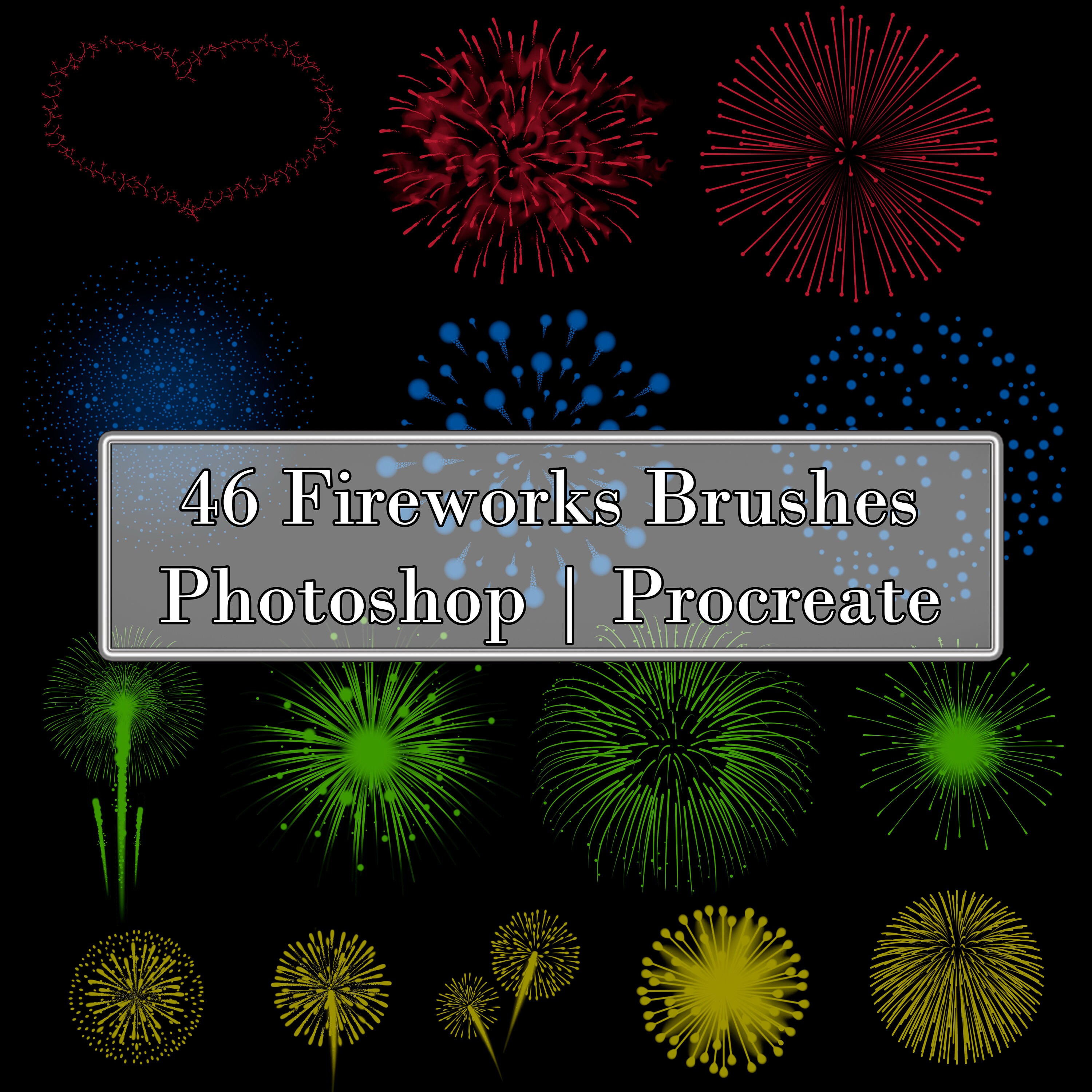 46 Photoshop Procreate Fireworks Brushes for Illustrations Graphic ...