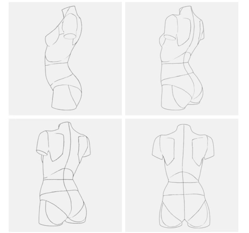 Female Head and Body Photoshop or Procreate Stamps Brushes Drawing ...