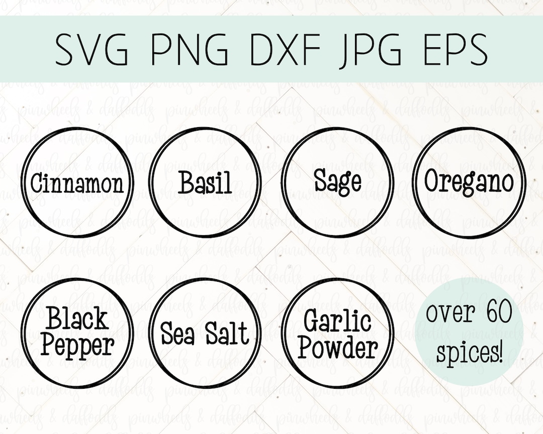 Round Spice Labels Bundle Cut File, Seasoning Jar Labels Svg/png - Etsy