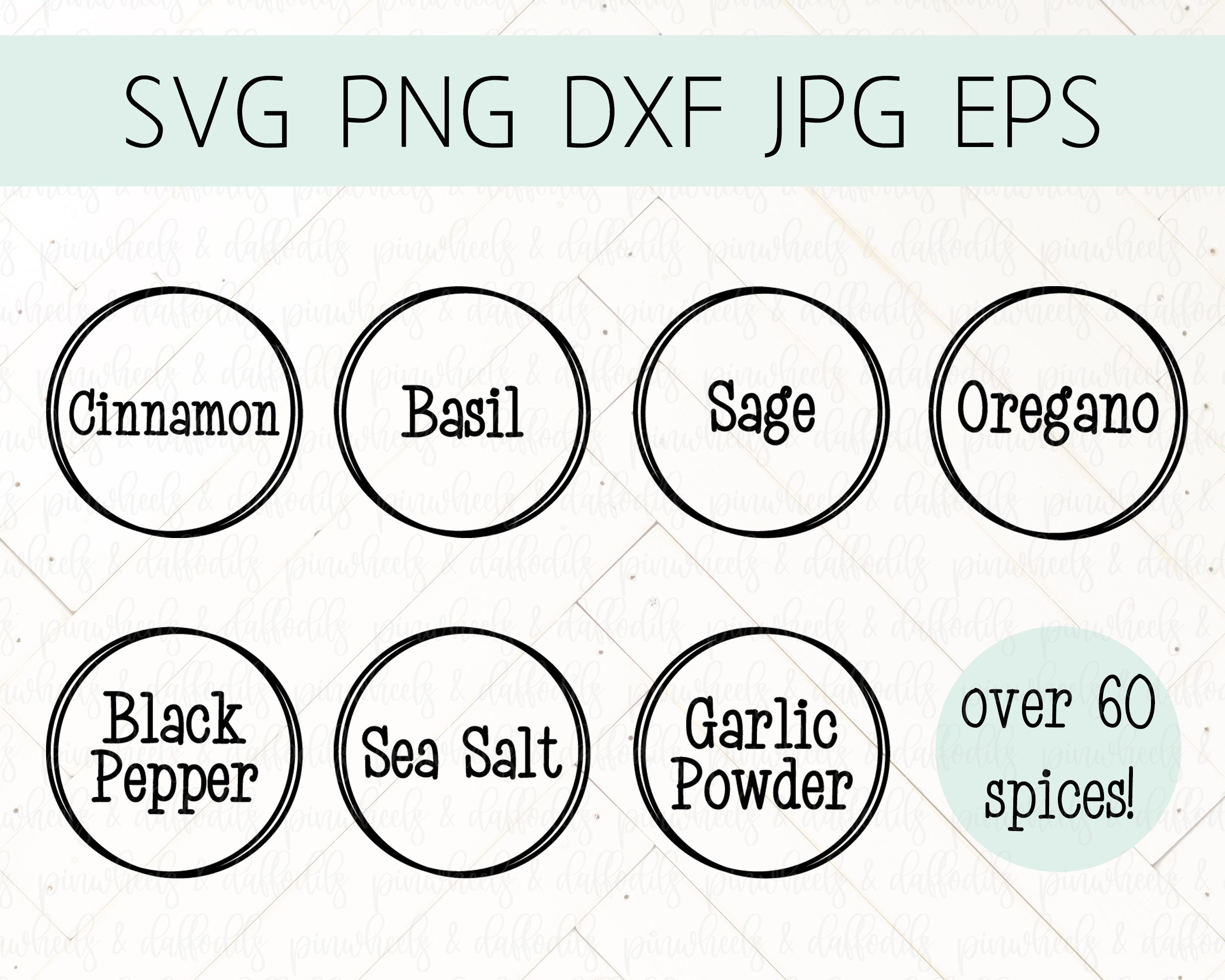 Round Spice Labels Bundle Cut File, Seasoning Jar Labels Svg/png - Etsy
