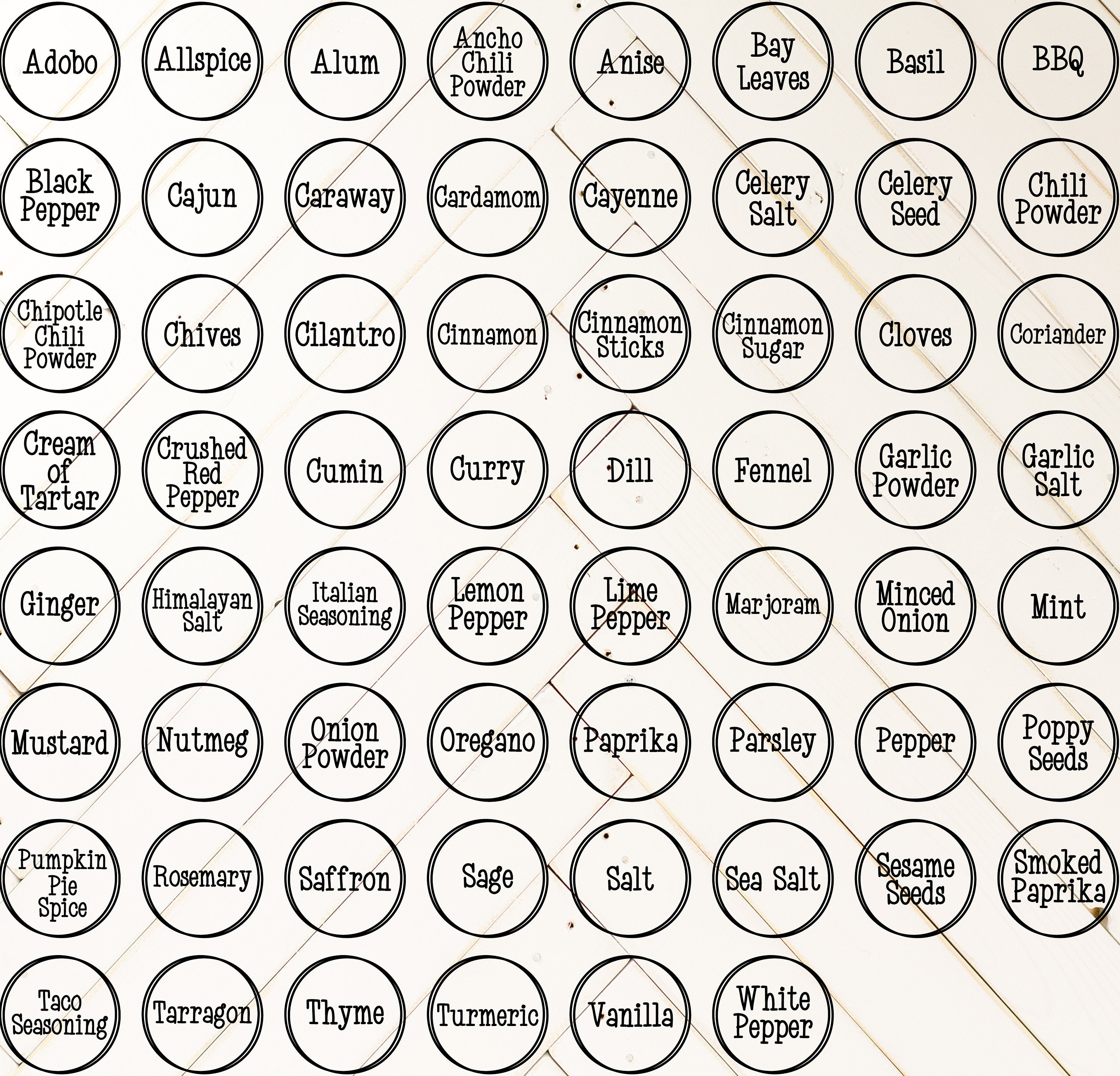 Round Spice Labels Bundle Cut File, Seasoning Jar Labels Svg/png - Etsy