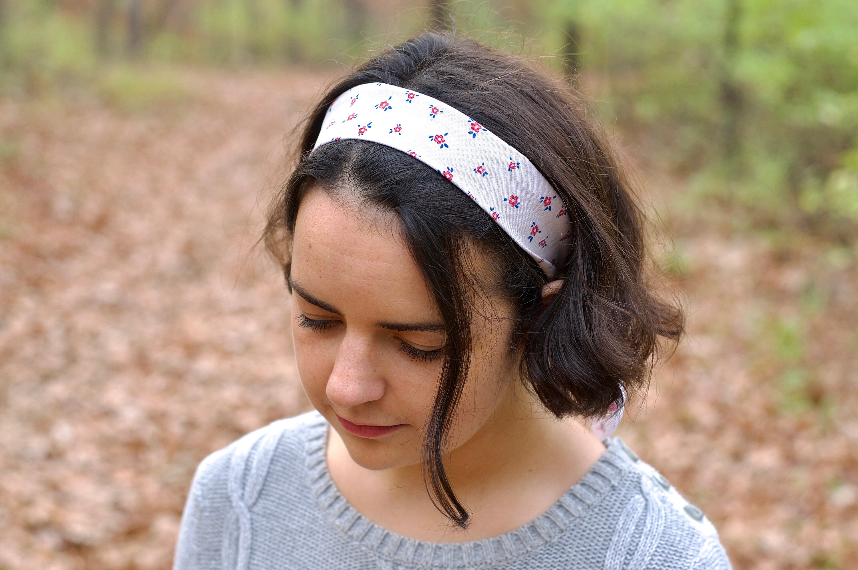 Ditsy Floral Headband | Long Tail Hair Scarf | Skinny Bandana | Hair ...