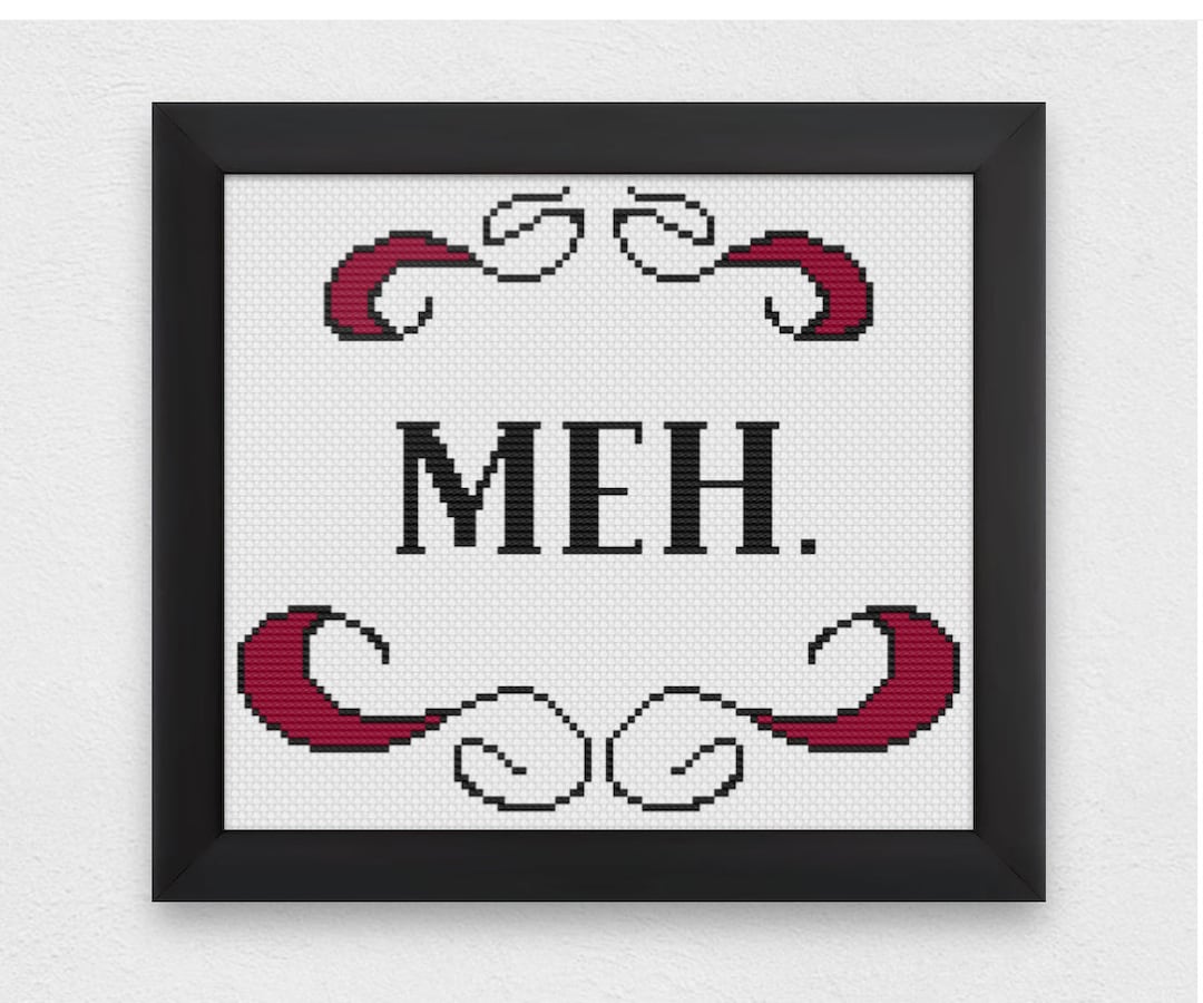 MEH Cross Stitch Pattern Download PDF - Funny, Snarky, Introvert, Rude ...