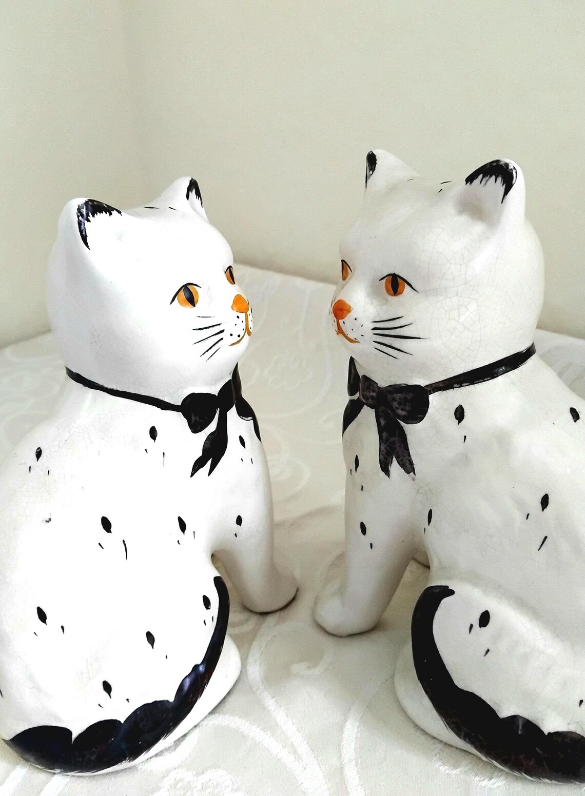 1940s-1950s Staffordshire Twin Mantle Top Cats. Hand Made and Hand ...