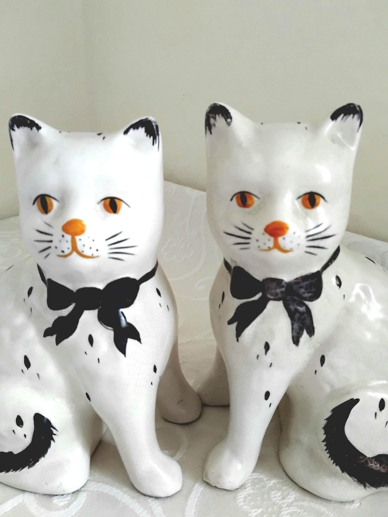 1940s-1950s Staffordshire Twin Mantle Top Cats. Hand Made and Hand ...
