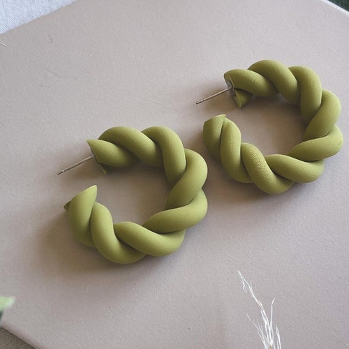 FLUMP Handmade Twisted Hoop Polymer Clay Earrings Boho - Etsy UK