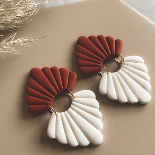 EMMA Handmade Fan Stud Polymer Clay Earrings Boho - Etsy