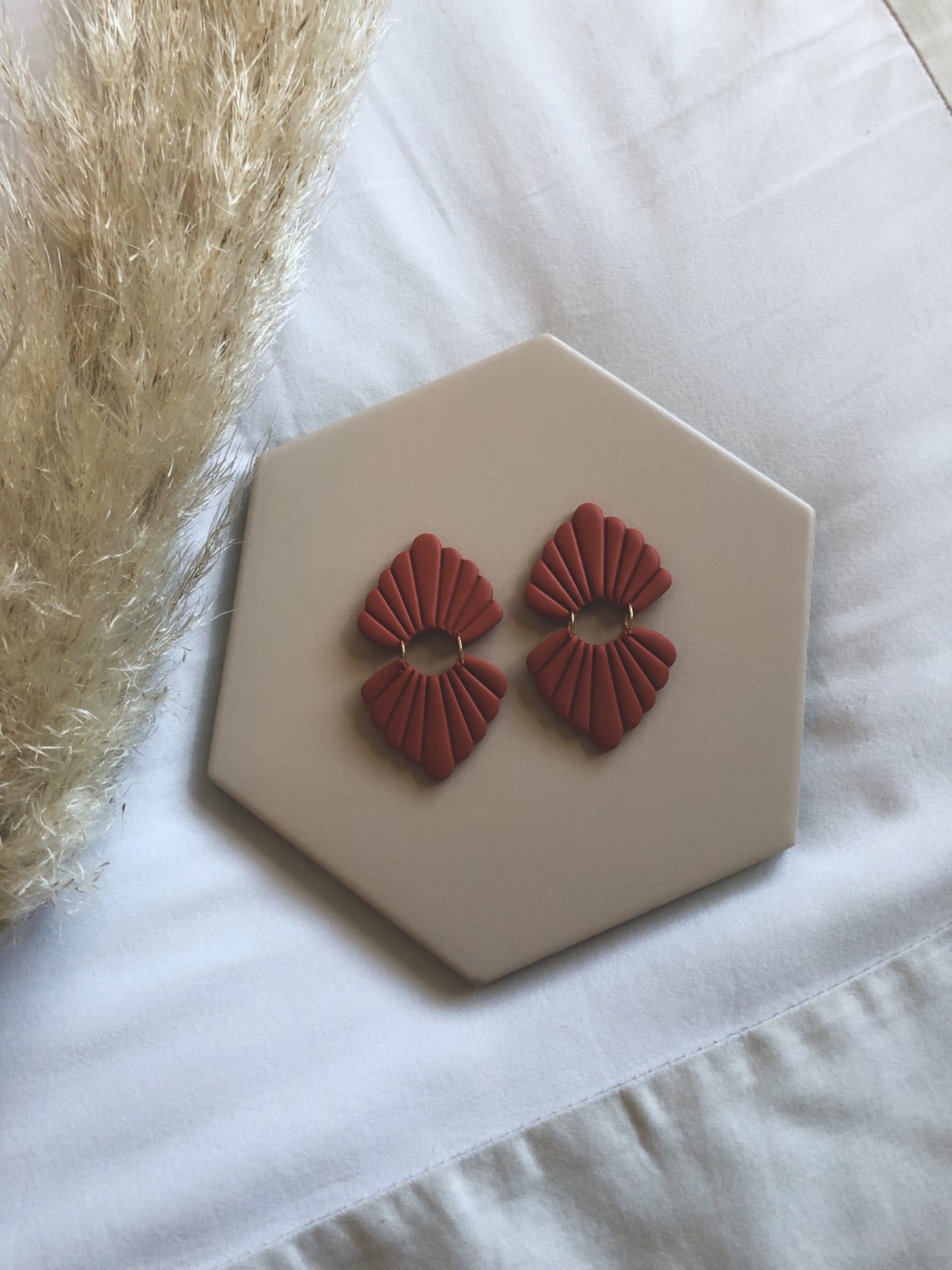 EMMA Handmade Fan Stud Polymer Clay Earrings Boho - Etsy