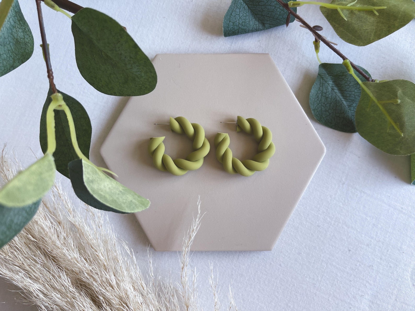 MINI FLUMP Handmade Twisted Hoop Polymer Clay Earrings - Etsy