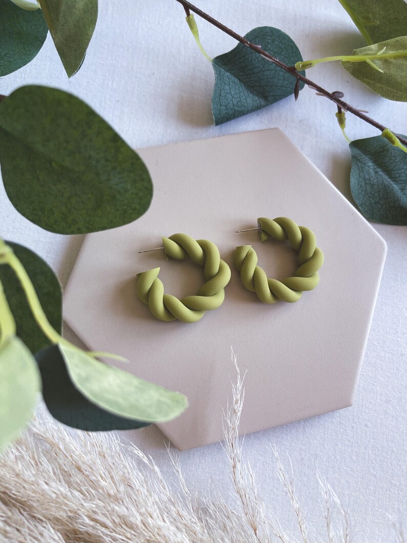 MINI FLUMP Handmade Twisted Hoop Polymer Clay Earrings - Etsy