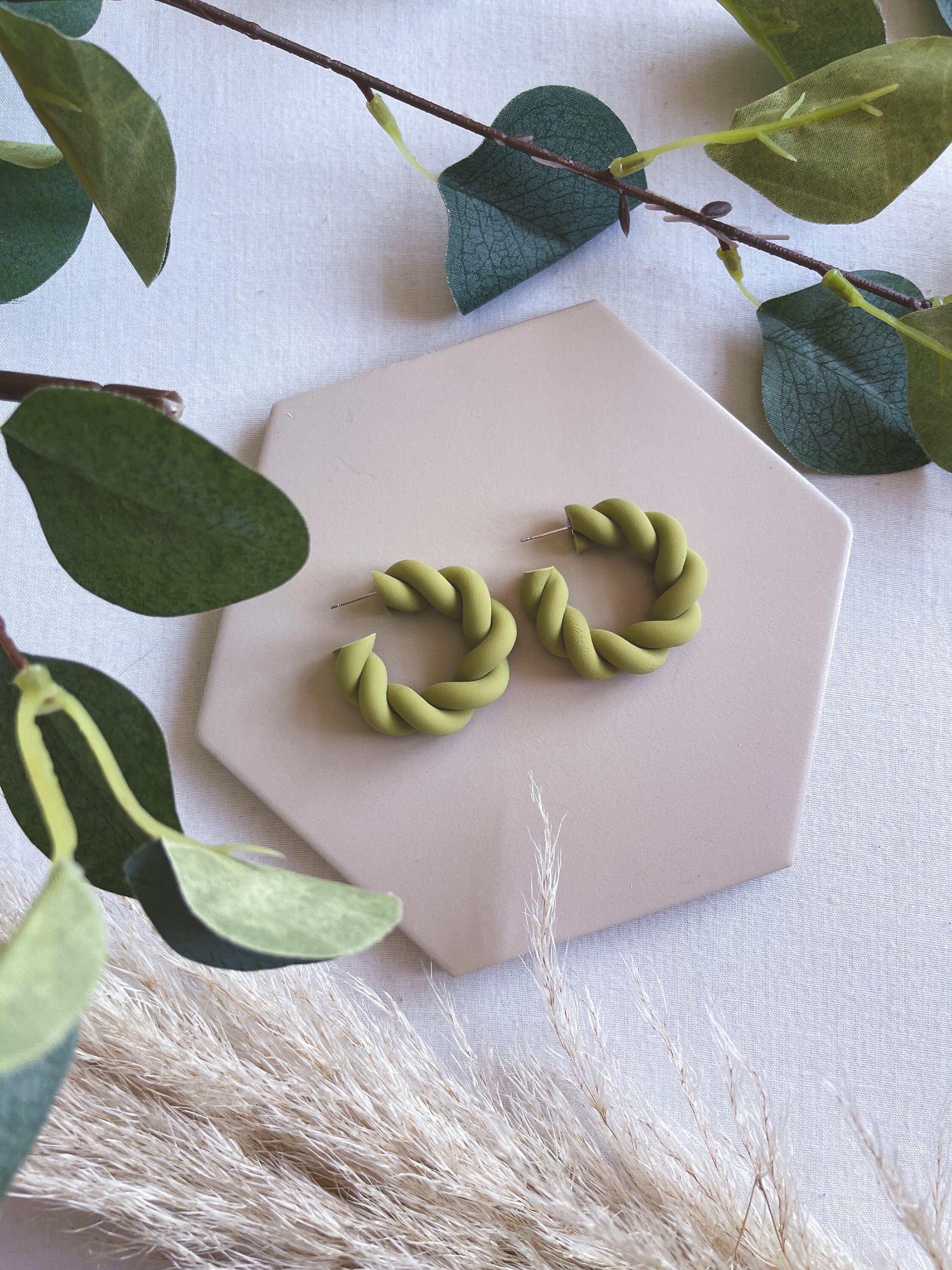 MINI FLUMP Handmade Twisted Hoop Polymer Clay Earrings - Etsy