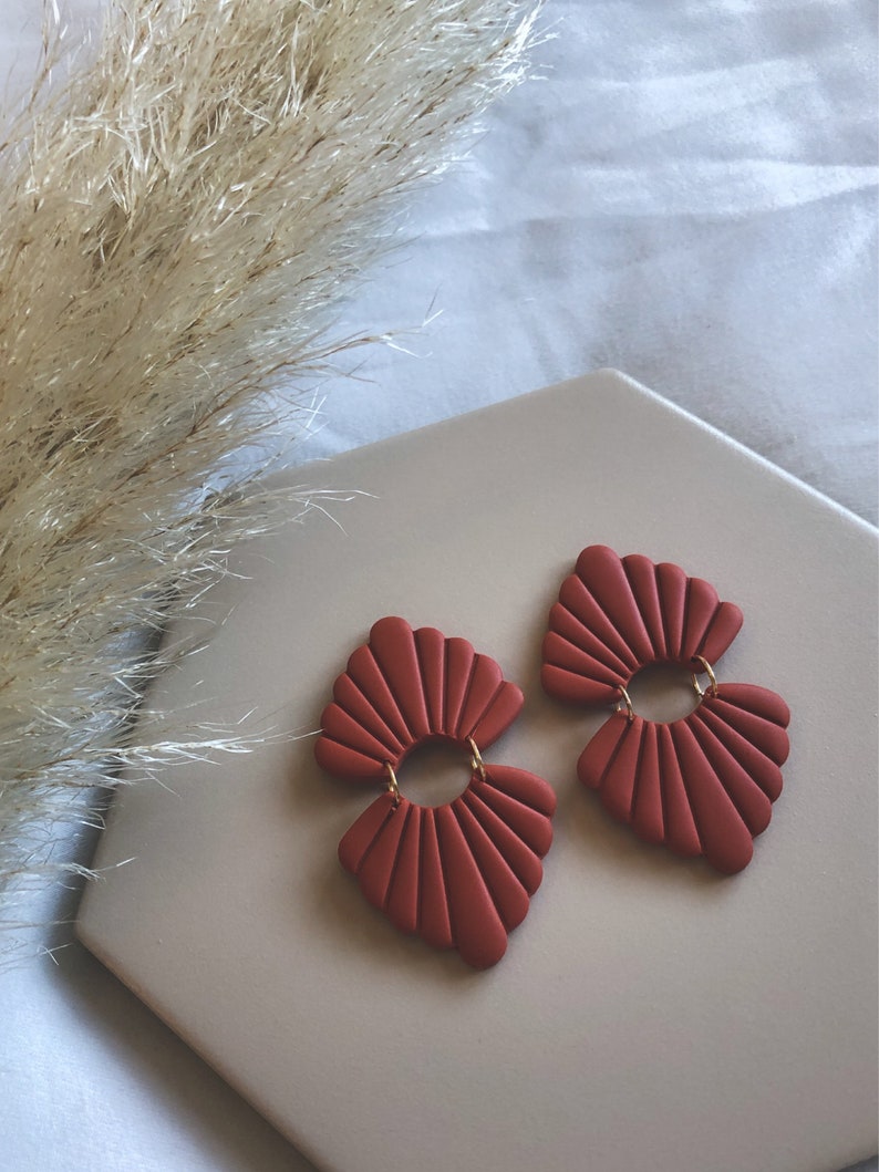 EMMA Handmade Fan Stud Polymer Clay Earrings Boho - Etsy