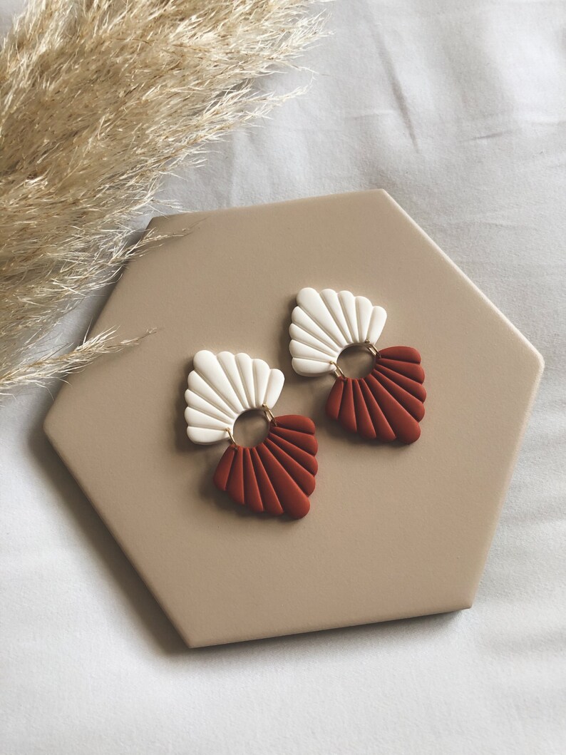 EMMA Handmade Fan Stud Polymer Clay Earrings Boho - Etsy
