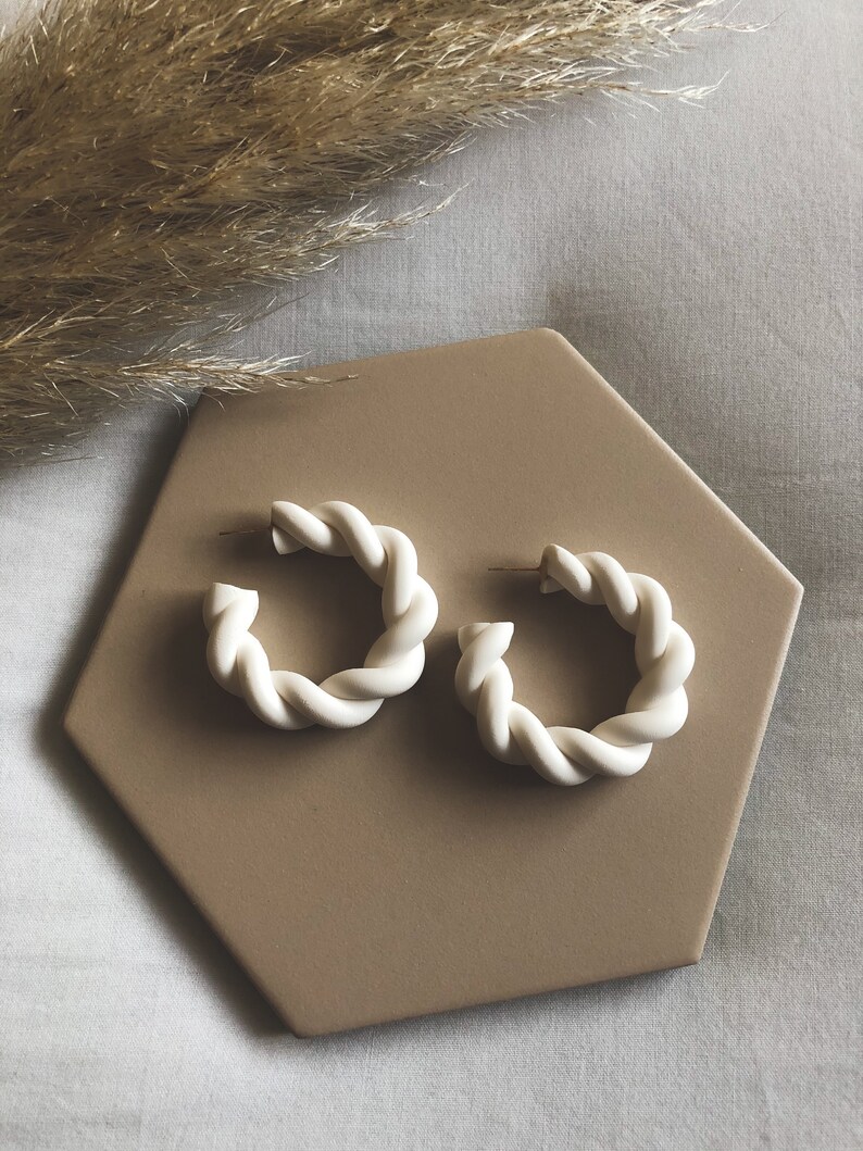 FLUMP Handmade Twisted Hoop Polymer Clay Earrings Boho - Etsy UK