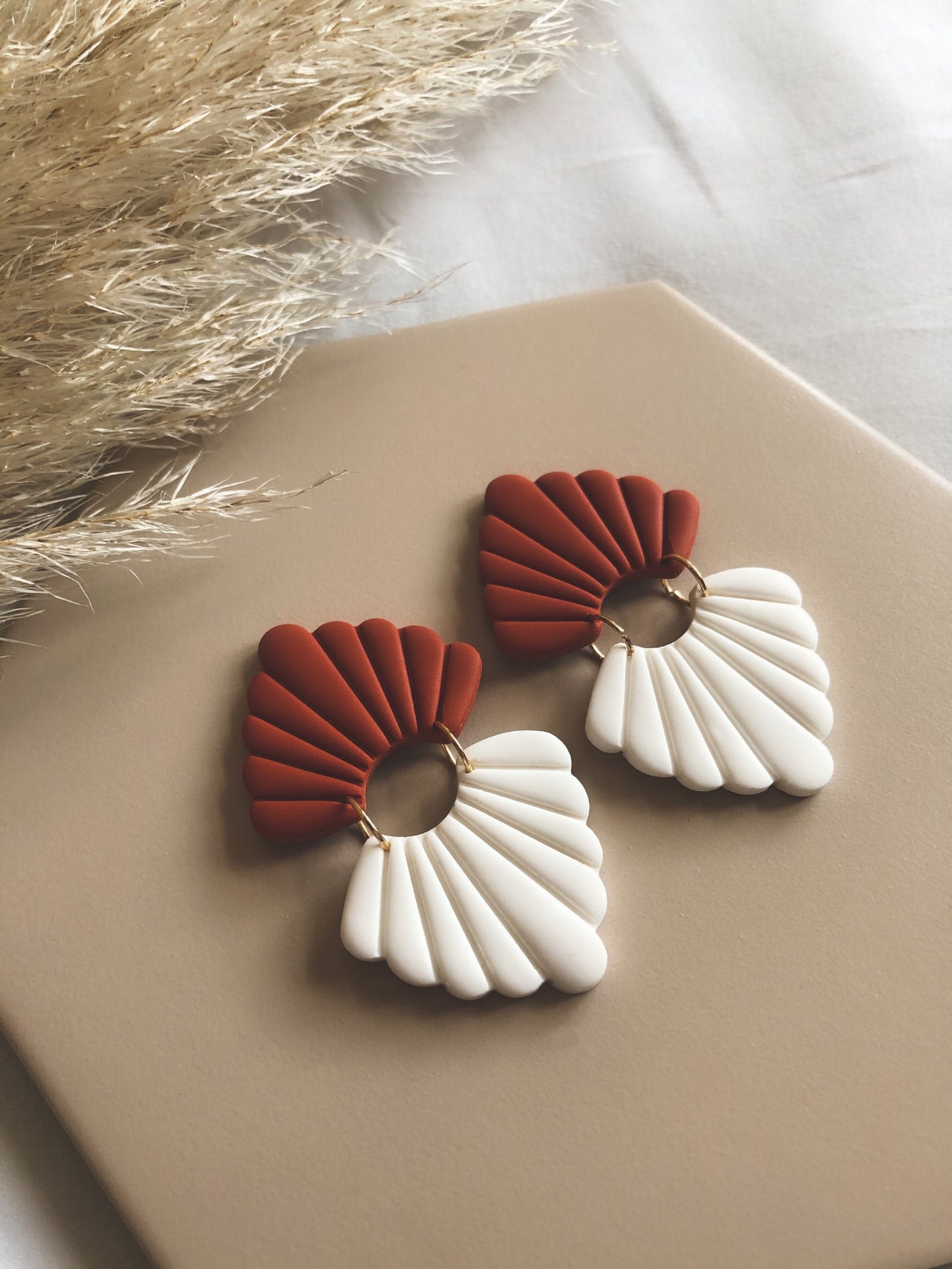 EMMA Handmade Fan Stud Polymer Clay Earrings Boho - Etsy