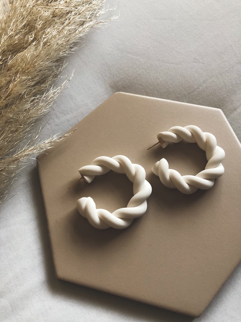 FLUMP Handmade Twisted Hoop Polymer Clay Earrings Boho | Etsy UK