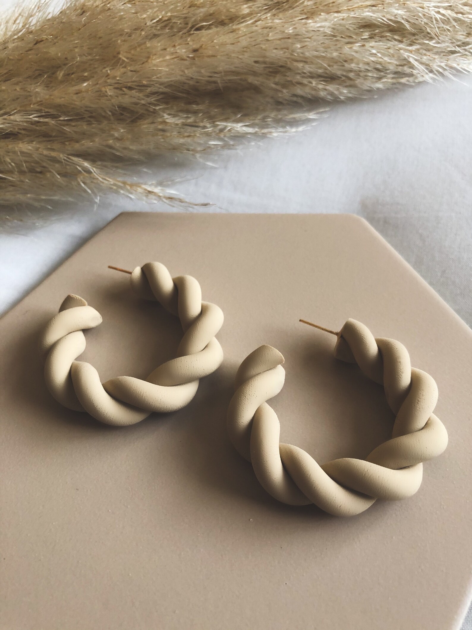 FLUMP Handmade Twisted Hoop Polymer Clay Earrings Boho | Etsy