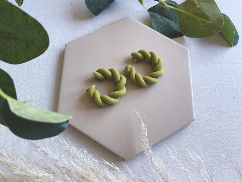 MINI FLUMP Handmade Twisted Hoop Polymer Clay Earrings | Etsy