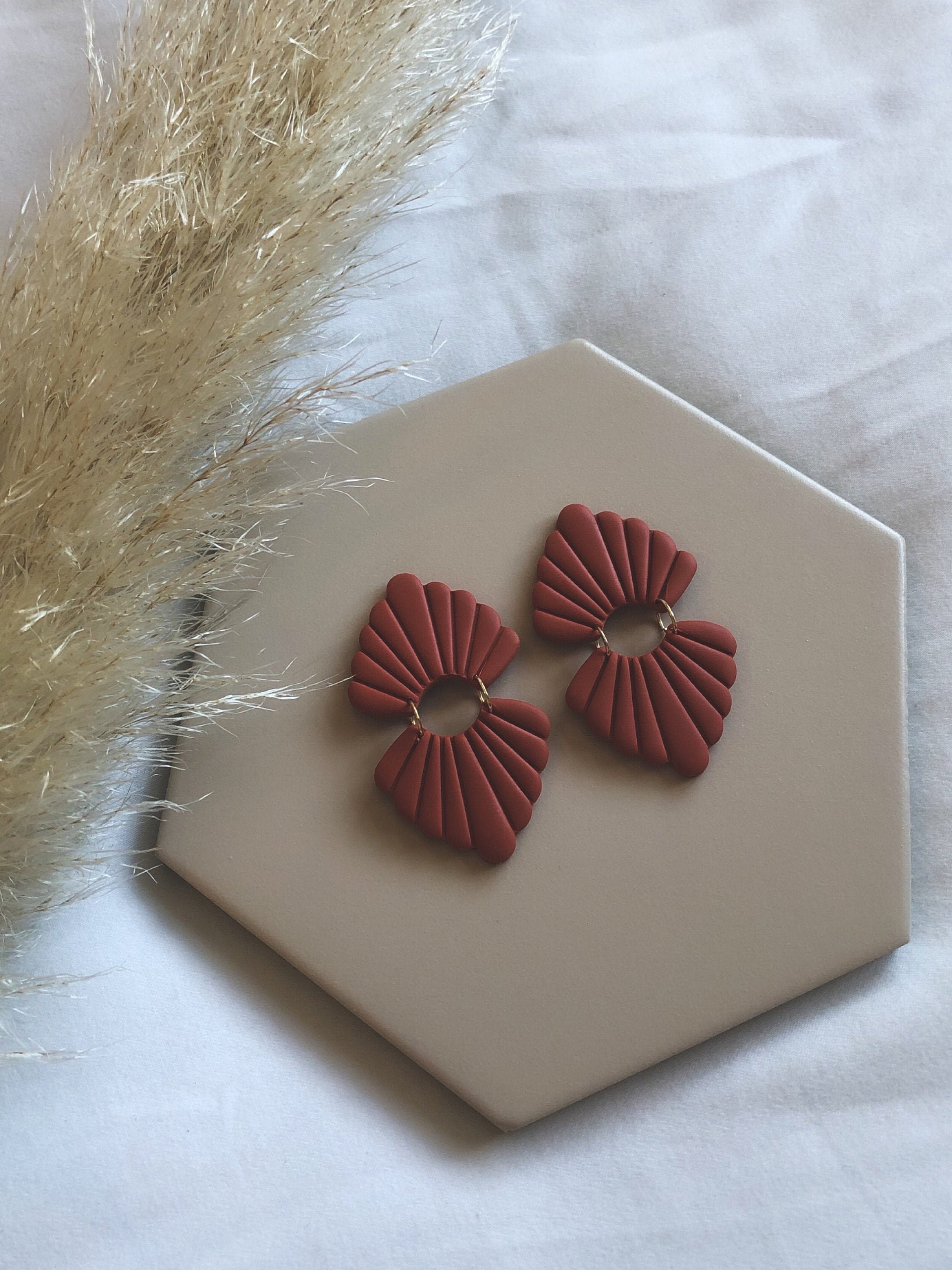 EMMA Handmade Fan Stud Polymer Clay Earrings Boho - Etsy