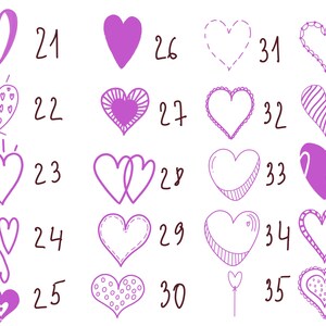 Procreate Heart Stamps, 40 Doodle Procreate Brushes, Hearts Procreate ...