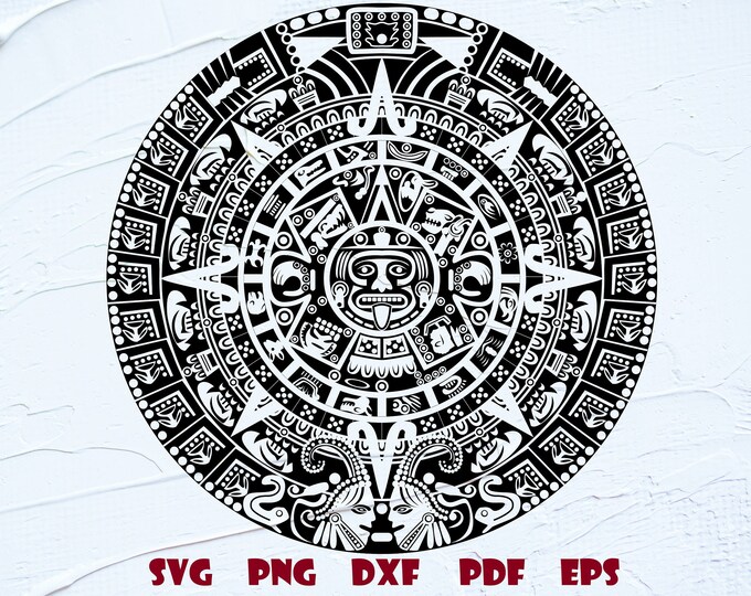 Aztec Calendar, Calendar, Azteca, SVG, DXF, PNG, Vector, Screen ...