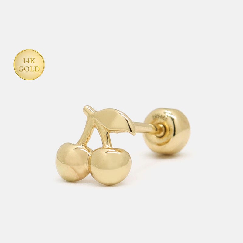 14k Cherry Gold Earrings - Etsy