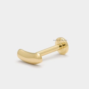 14K Solid Gold Curved Line Jelly Bar Internally Threaded Ear Cartilage ...