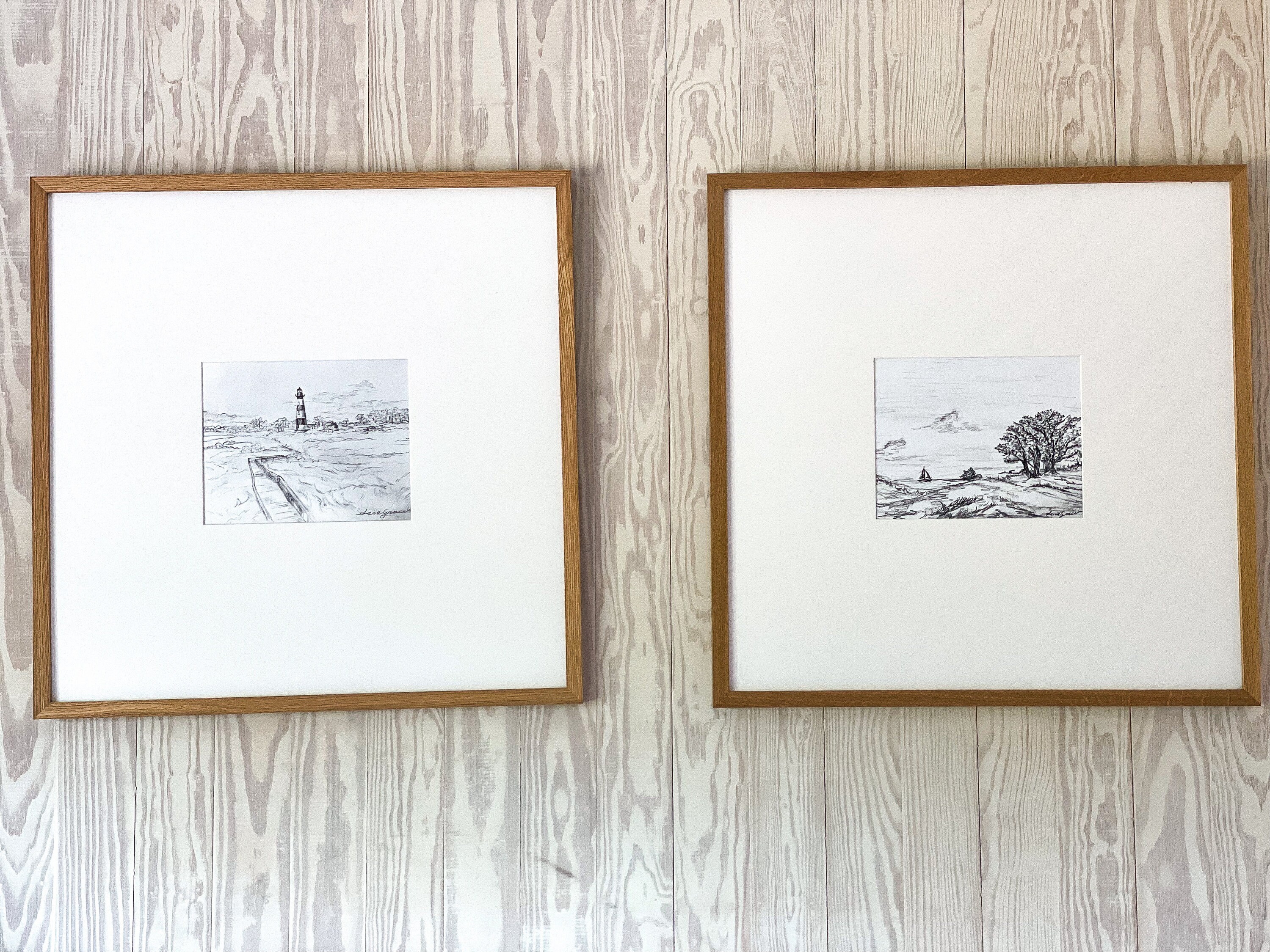 Lighthouse Landscape Drawing Print, Coastal Artwork - Etsy