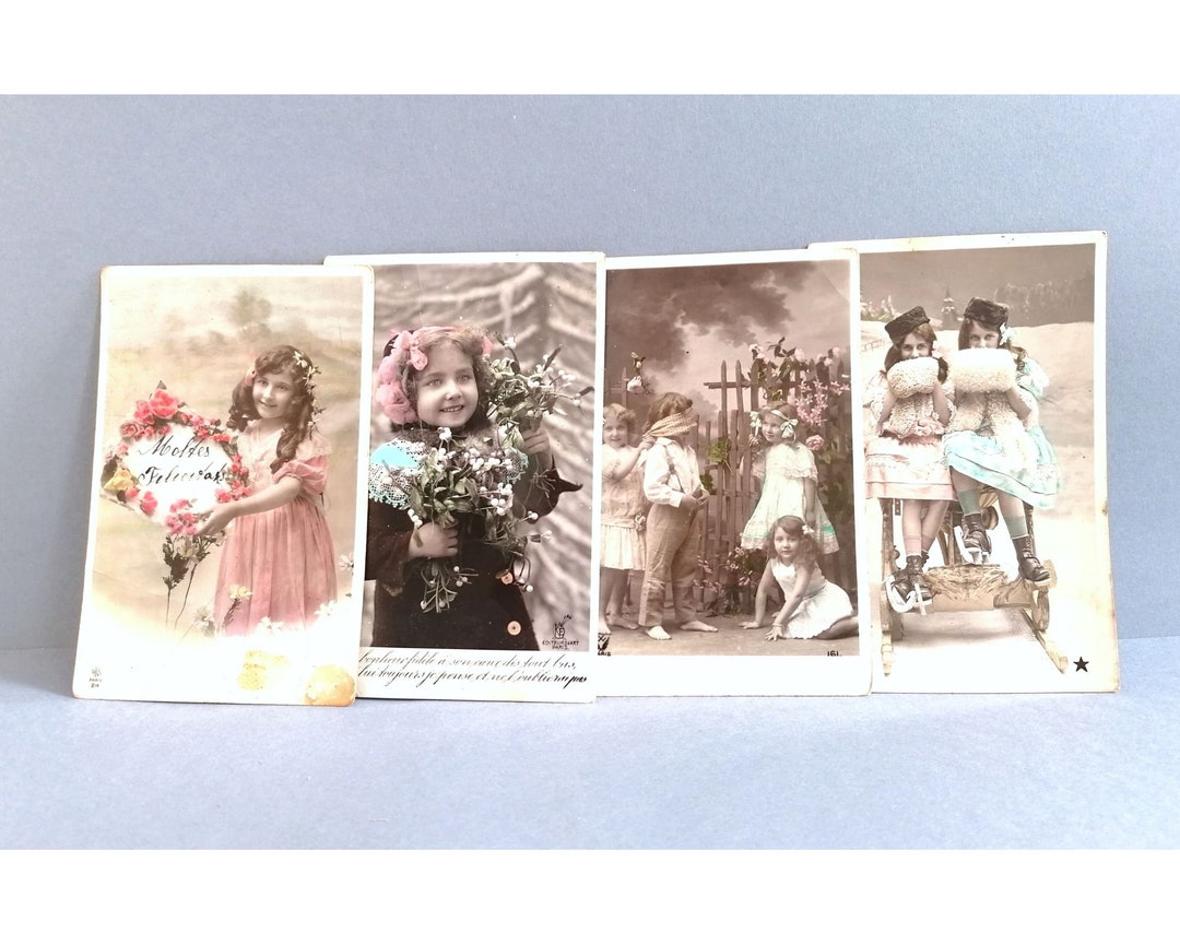 Antique Photos Set, Vintage Postcards, Hand Coloured Postcards, Retro ...