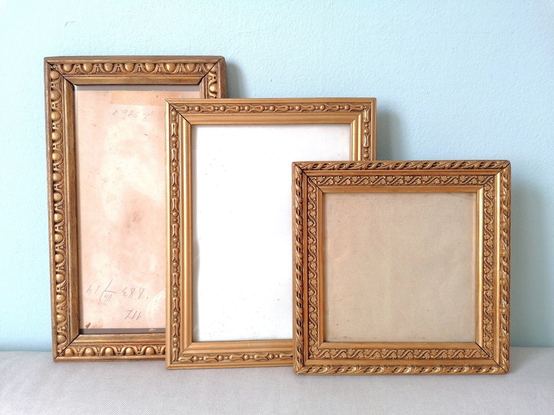 Antique Frames Set, Vintage Gilded Picture Frames, Wooden Vintage Photo ...
