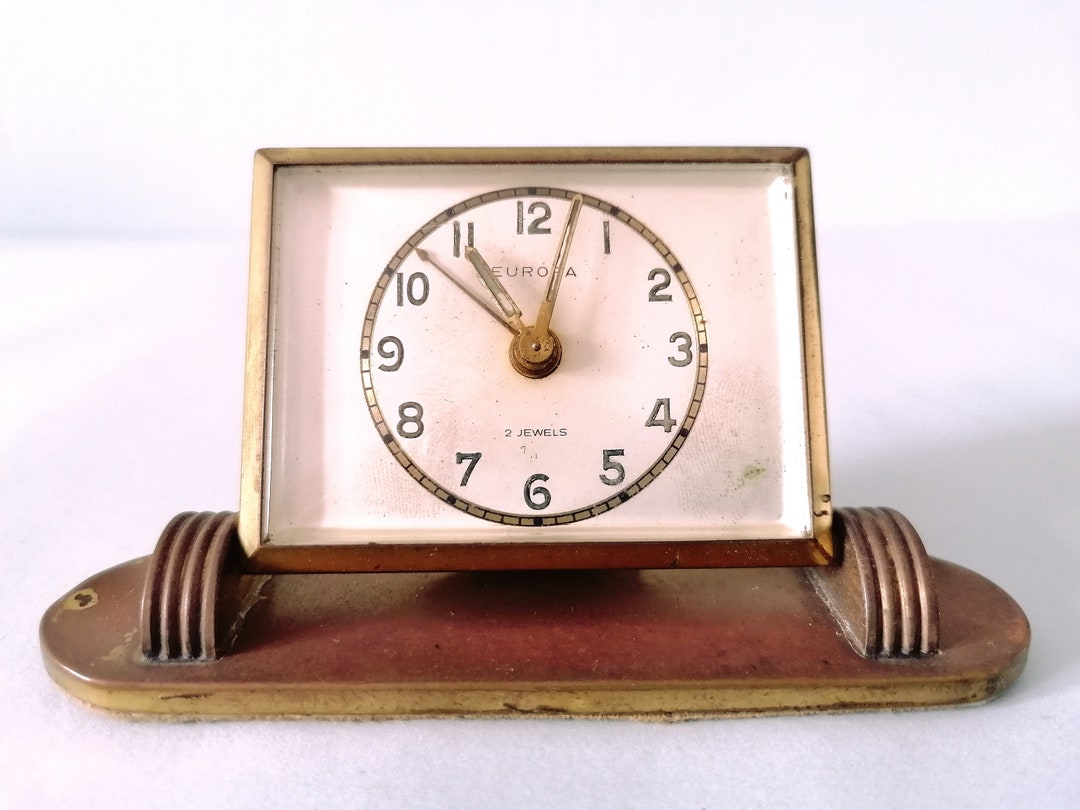 Antique Wind up Alarm Clock, Retro Brass Alarm Clock, Art Deco Style ...