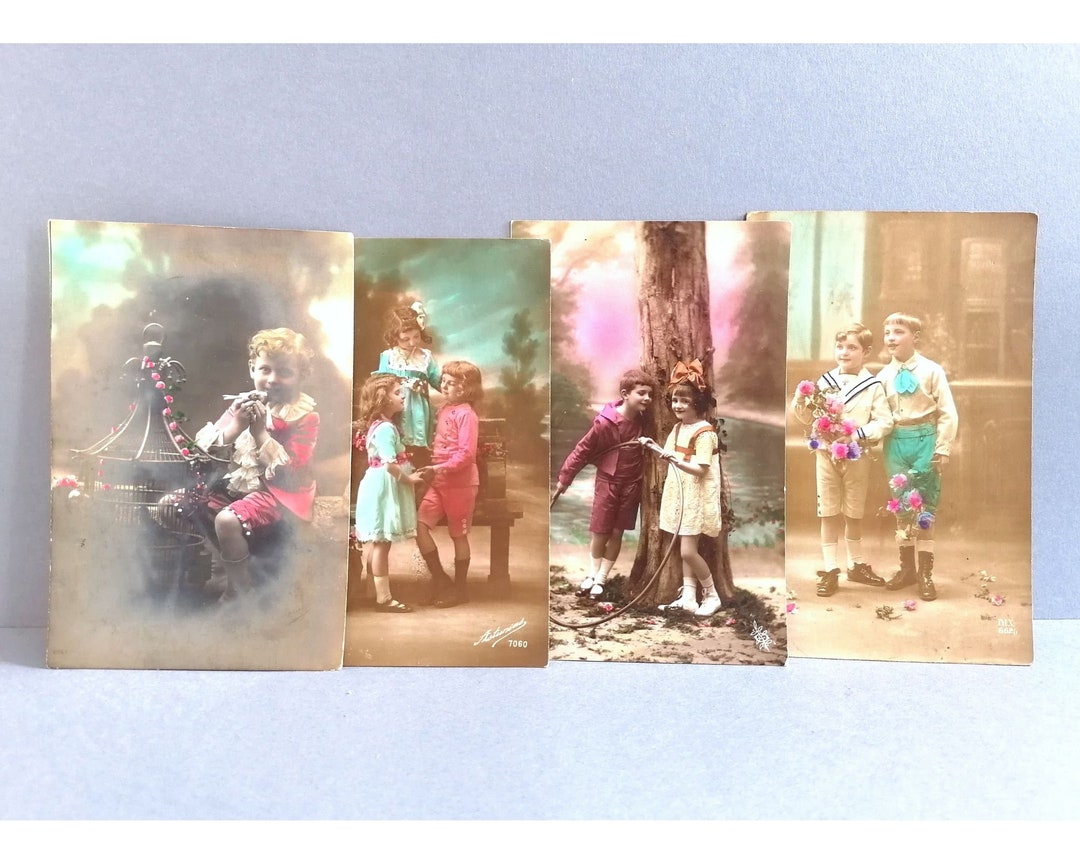 Vintage Hand Painted Postcards, Antique Illustration, Retro Children ...