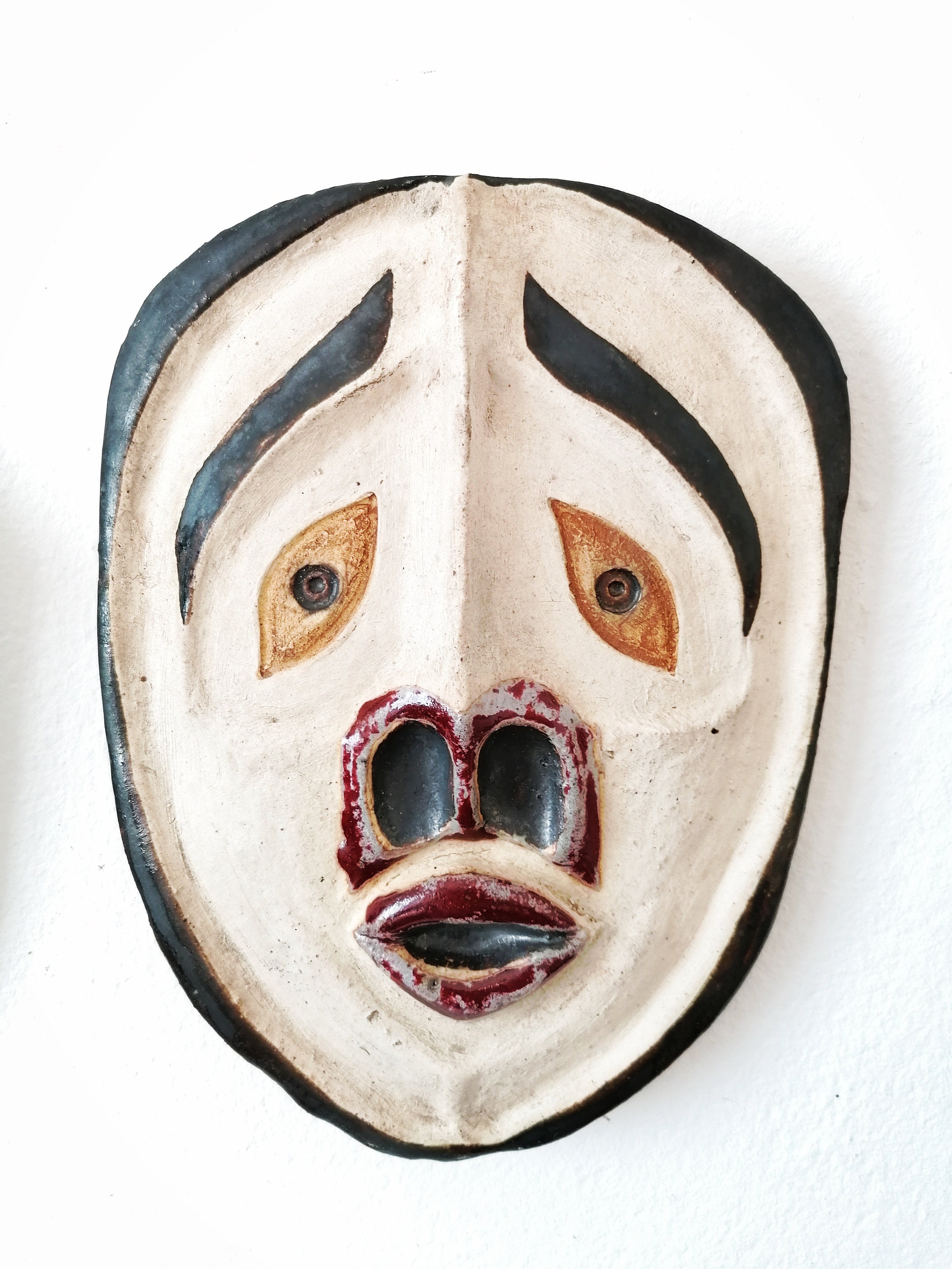 Handmade Ceramic Masks,folk Wall Accent, Ethnic Cosy Room Decor ...