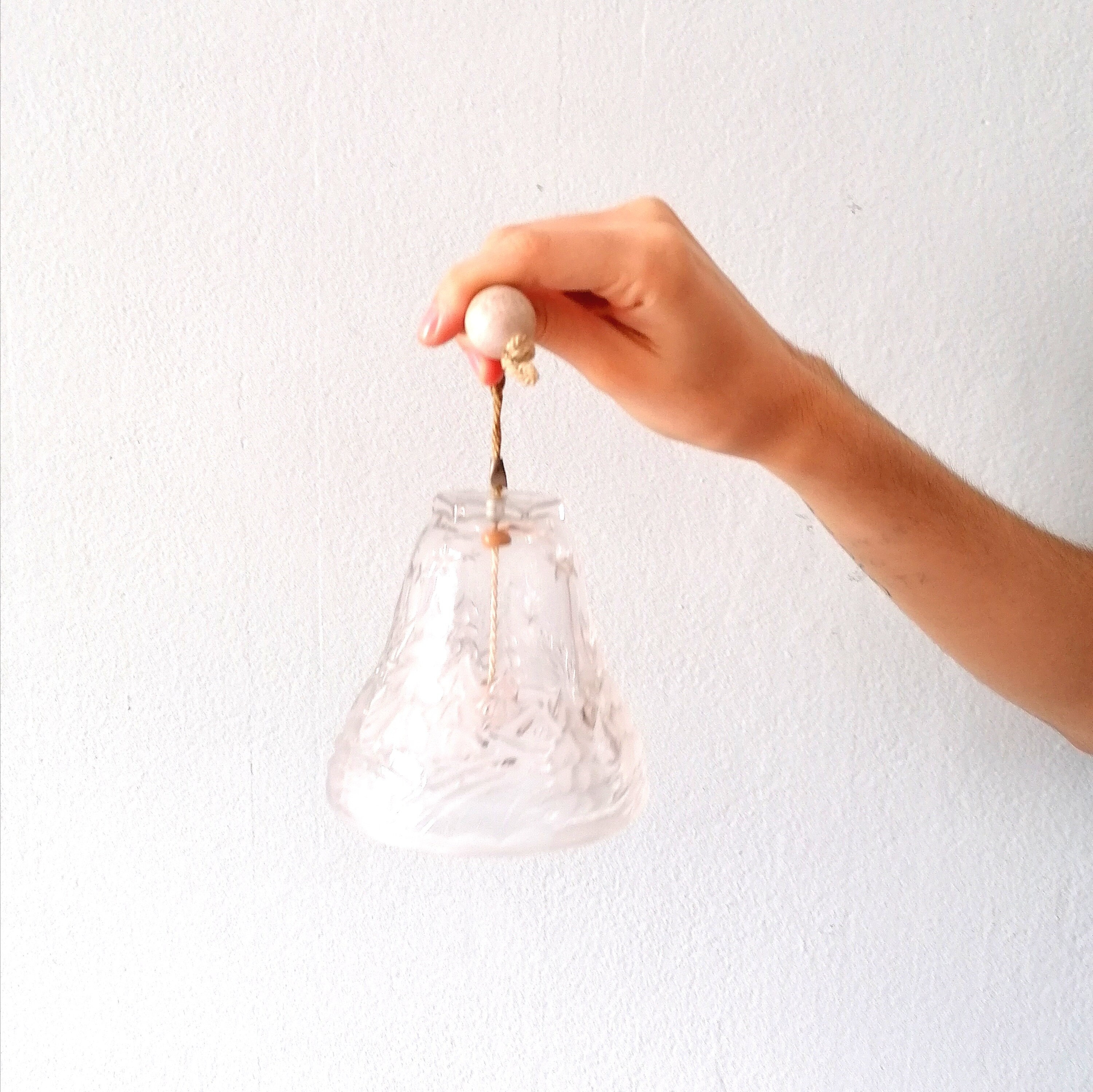 Vintage Christmas Bell, Clear Glass Hand Bell, Crystal Glass Bell ...