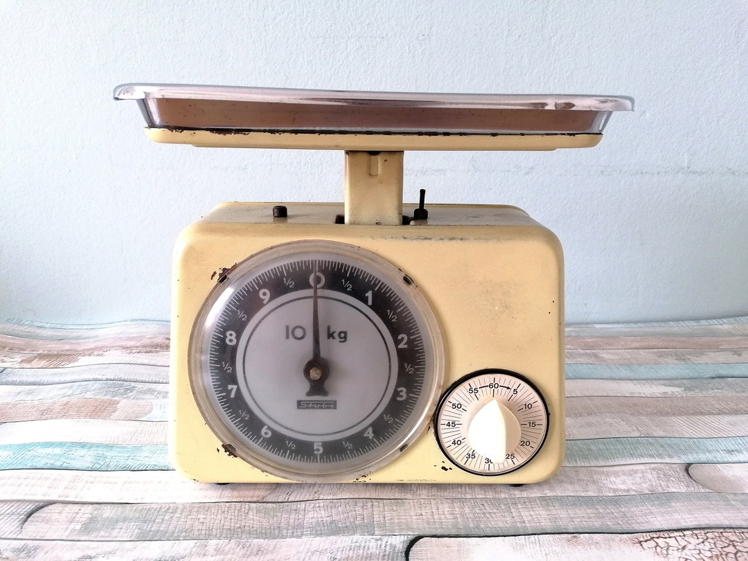 Retro Kitchen Scale, Retro Vintage Scale With Timer, Vintage Metal 10 ...