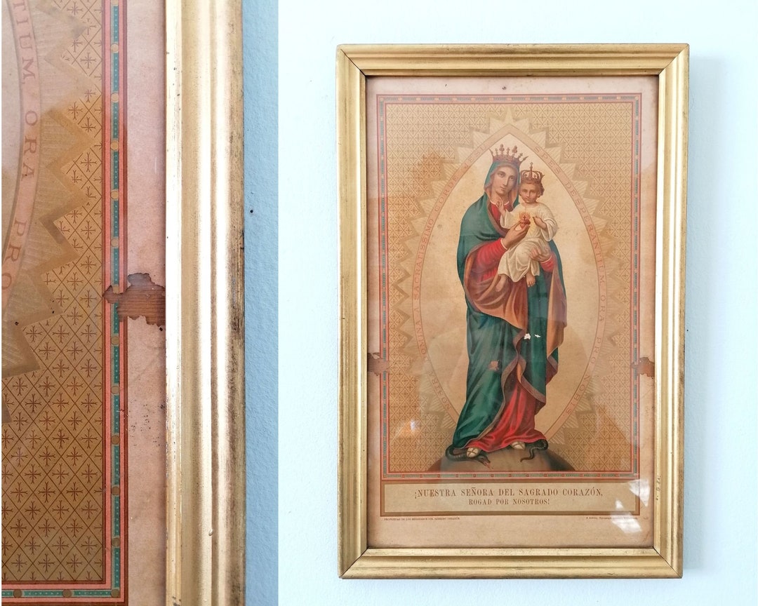 Vintage Virgin Mary Picture, Antique Saint Mary and Child Print ...