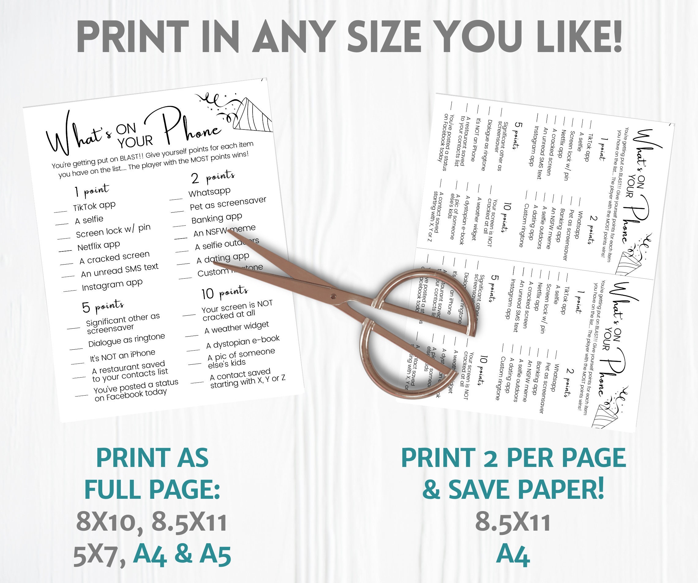 Whats on Your Phone Birthday Game Printable Party Games for Adults ...