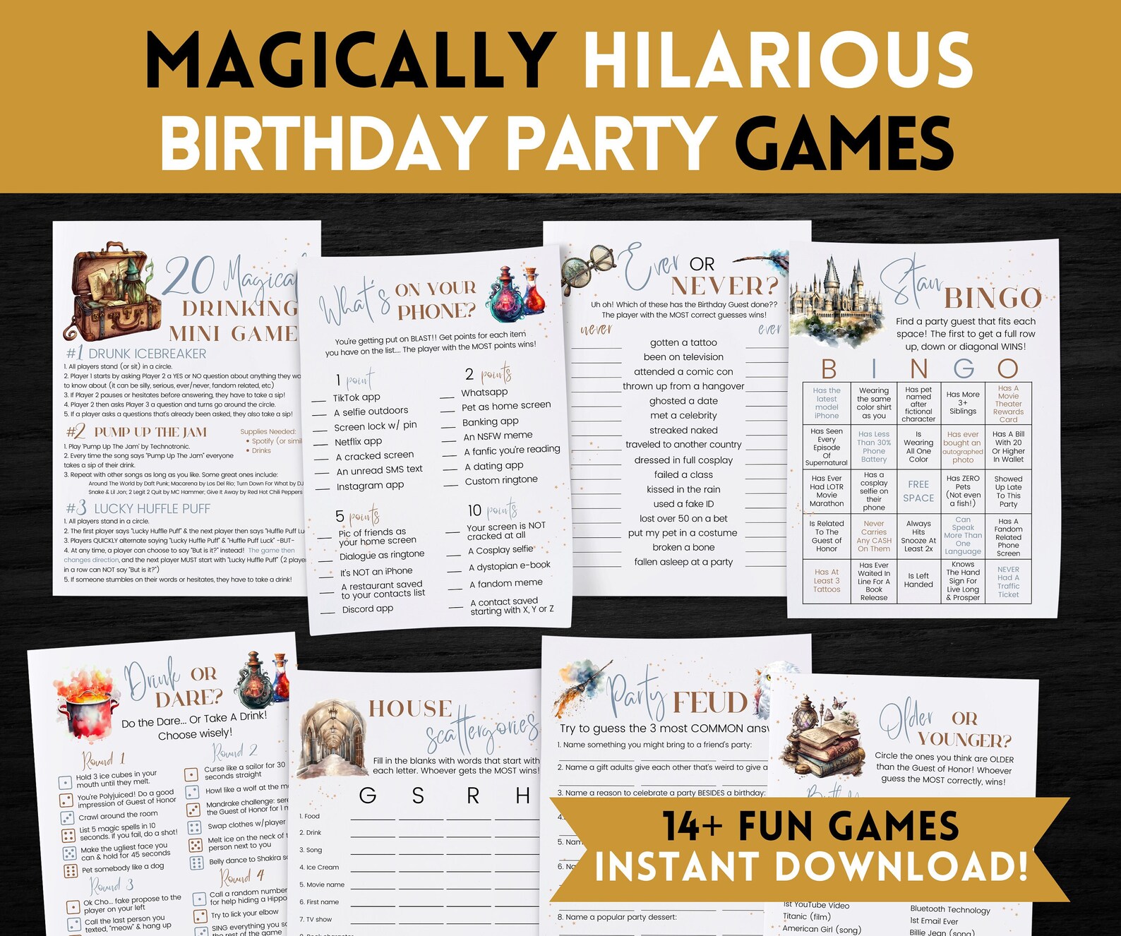 Wizard Birthday Party Games for Adults: Magical Printable Games (PDF ...