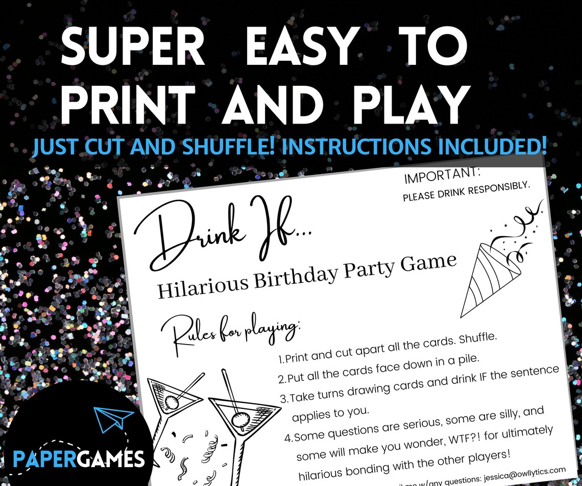 Drink If Card Game | Printable Birthday Party Game, Drinking Party Game ...