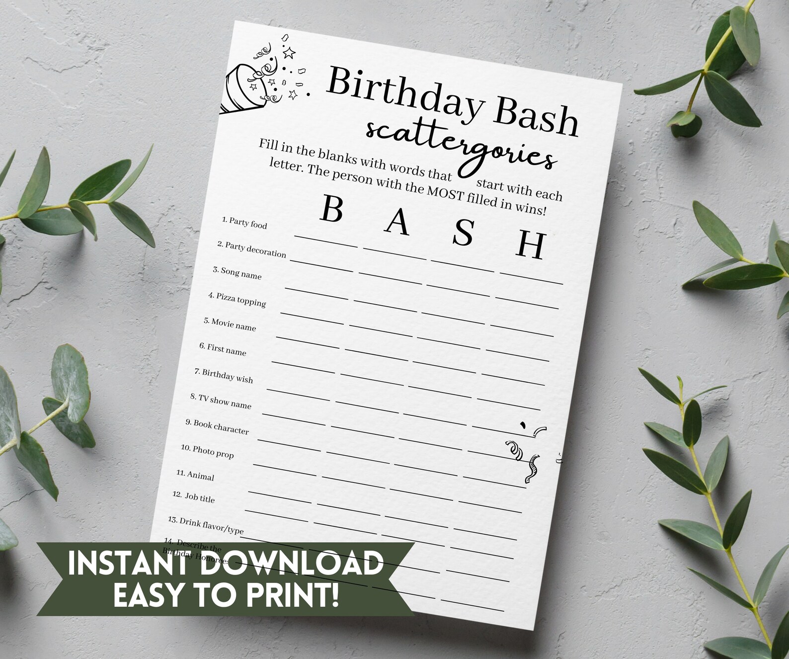 Funny Adult Birthday Game | Printable Party Games, Adult Games ...