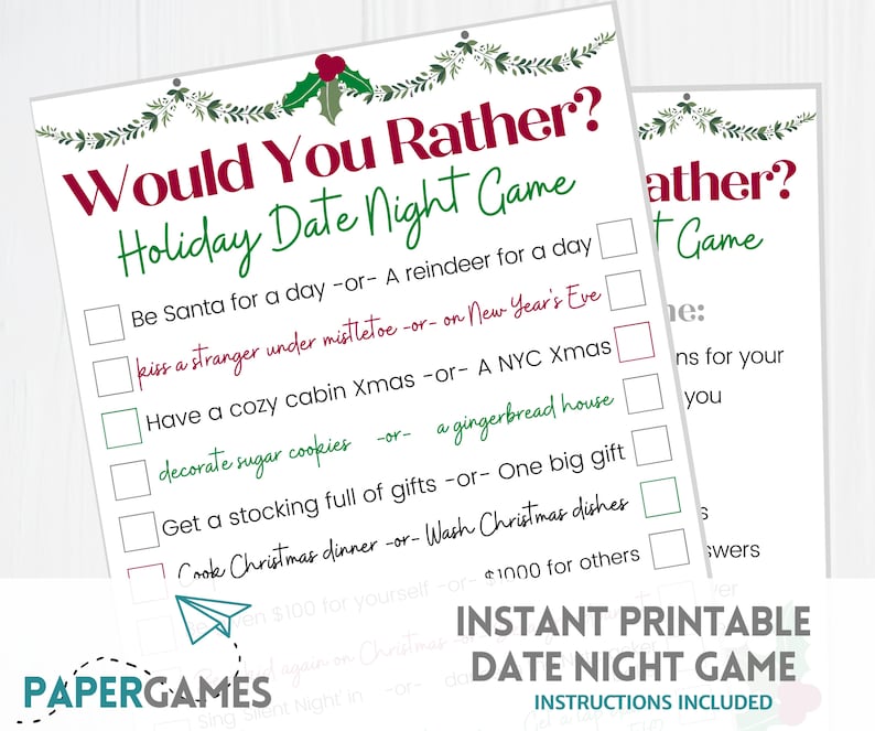 5 Holiday Date Night Games Instant Download Naughty Couples Games ...