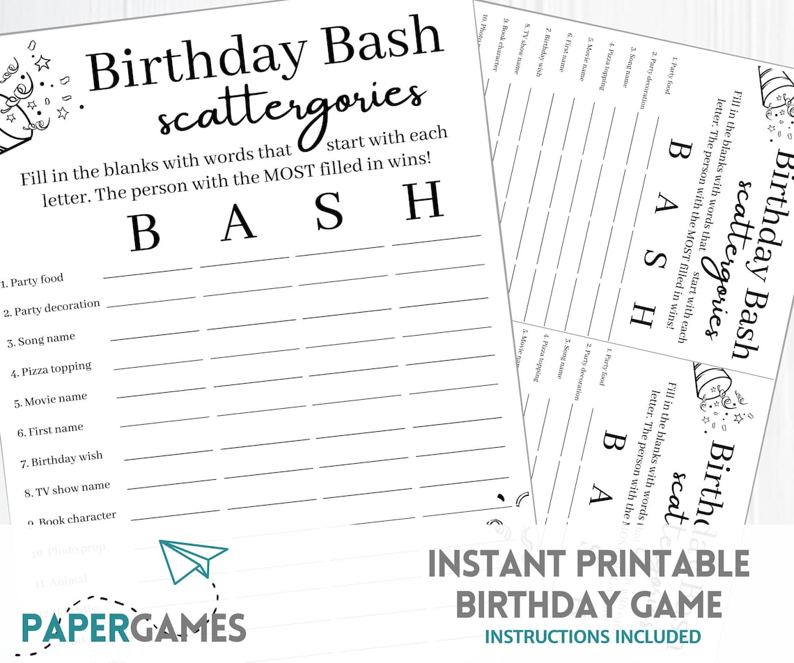 Funny Adult Birthday Game Printable Party Games, Adult Games, Birthday ...