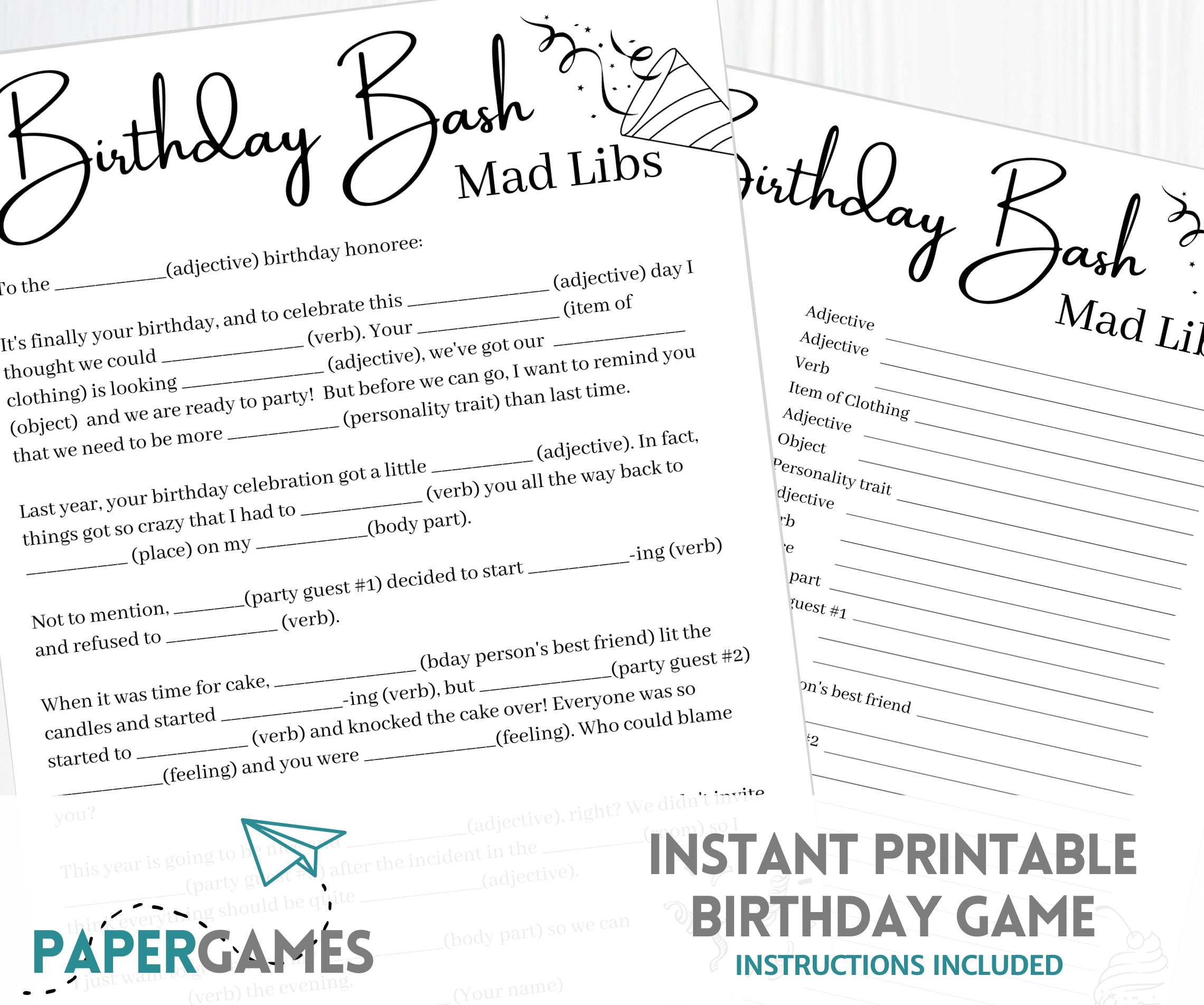 Hilarious Mad Libs Birthday Game | Printable Party Game, Adult Games ...